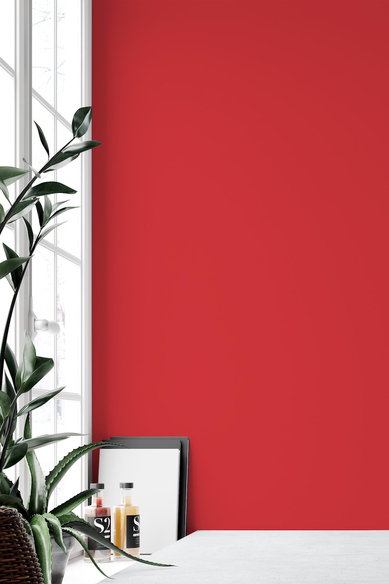 Red Solid Color Wallpaper | Red Peel and Stick Removable Fabric or ...