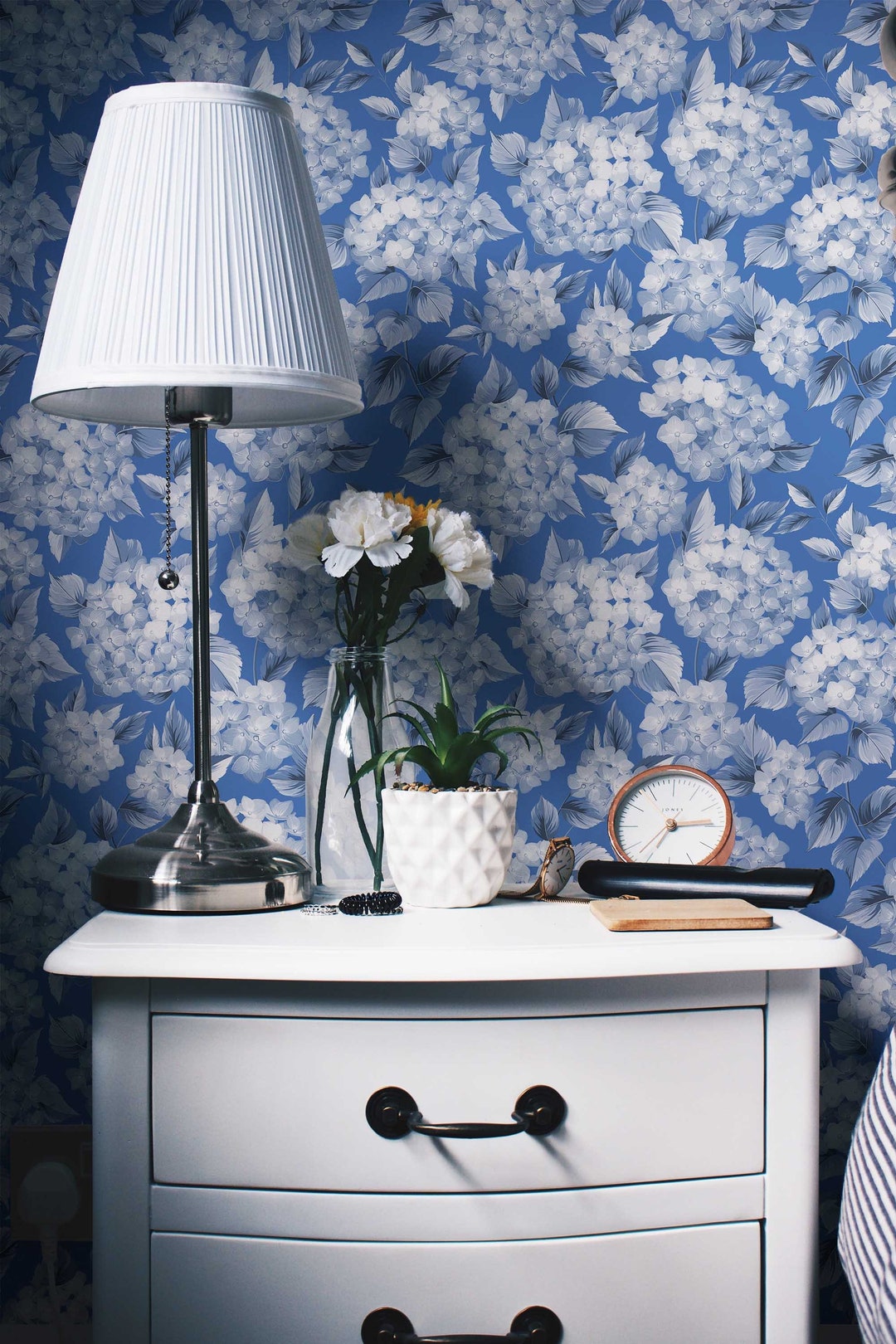 Blue Hydrangeas Wallpaper - Peel and Stick Wallpaper or Non Pasted ...