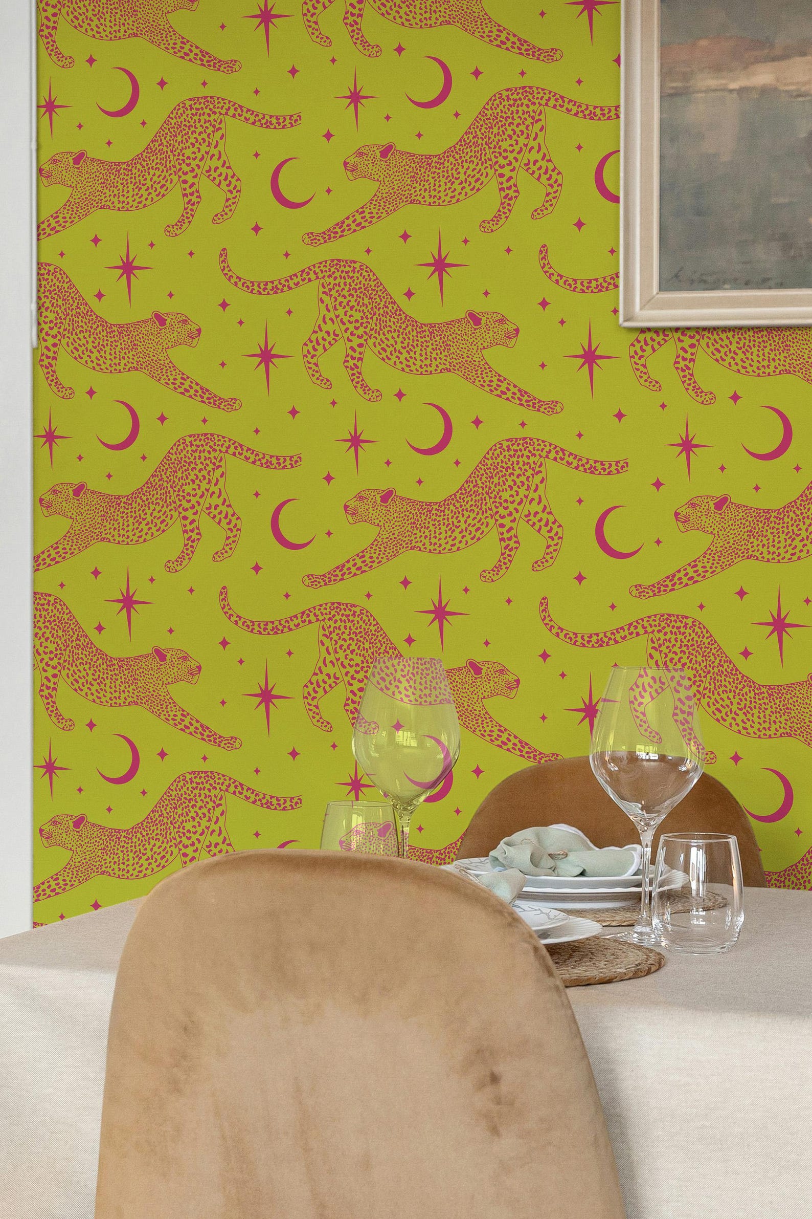 Chartreuse Leopard Wallpaper | Bright Greenpeel and Stick Removable ...