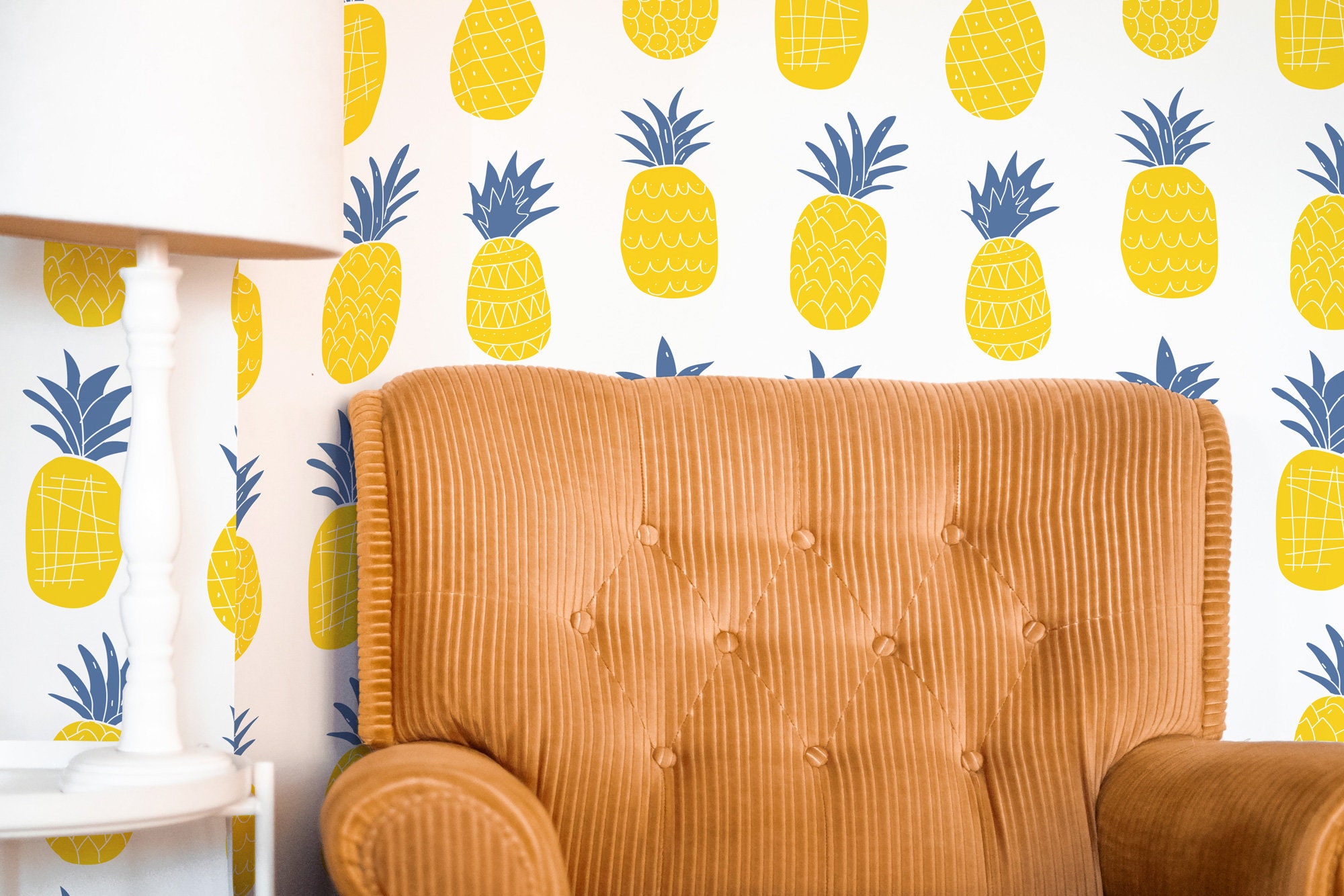 Bold Pineapple Peel and Stick Wallpaper / Fruit Removable - Etsy