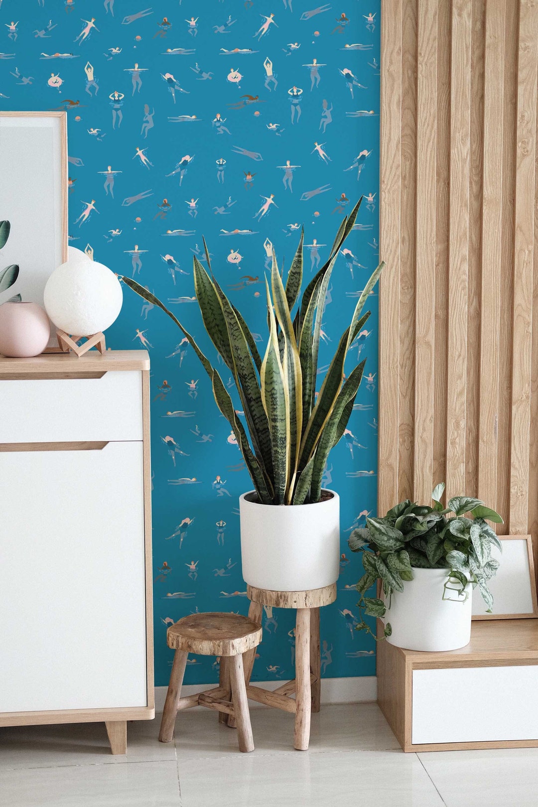 Happy Swimmers Wallpaper - Peel and Stick Wallpaper or Non Pasted ...