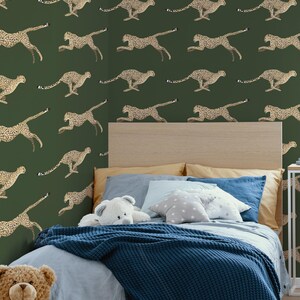 Dark Green Cheetah Wallpaper | Green Animal Peel and Stick Wallpaper ...