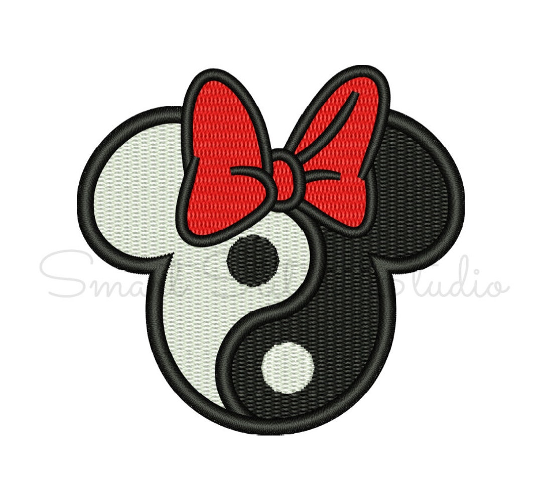 Yin Yang Mouse Head With Bow Embroidery Design - Etsy