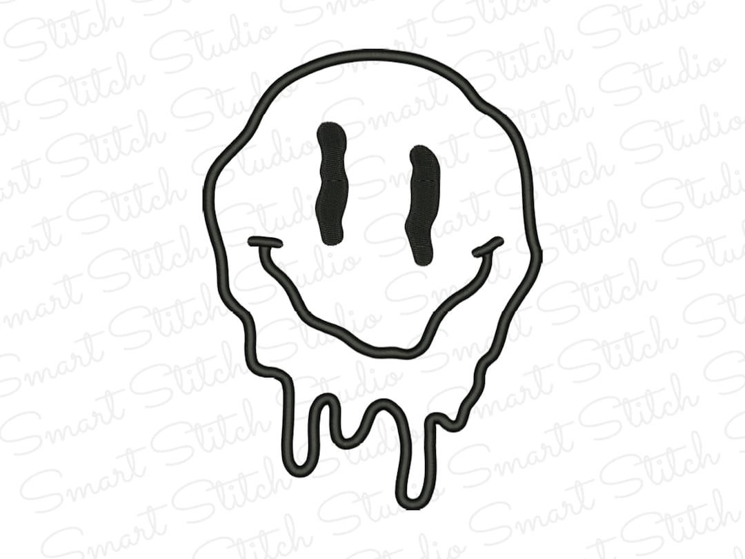 Melting Smiley Face Embroidery Design Large Sizes - Etsy