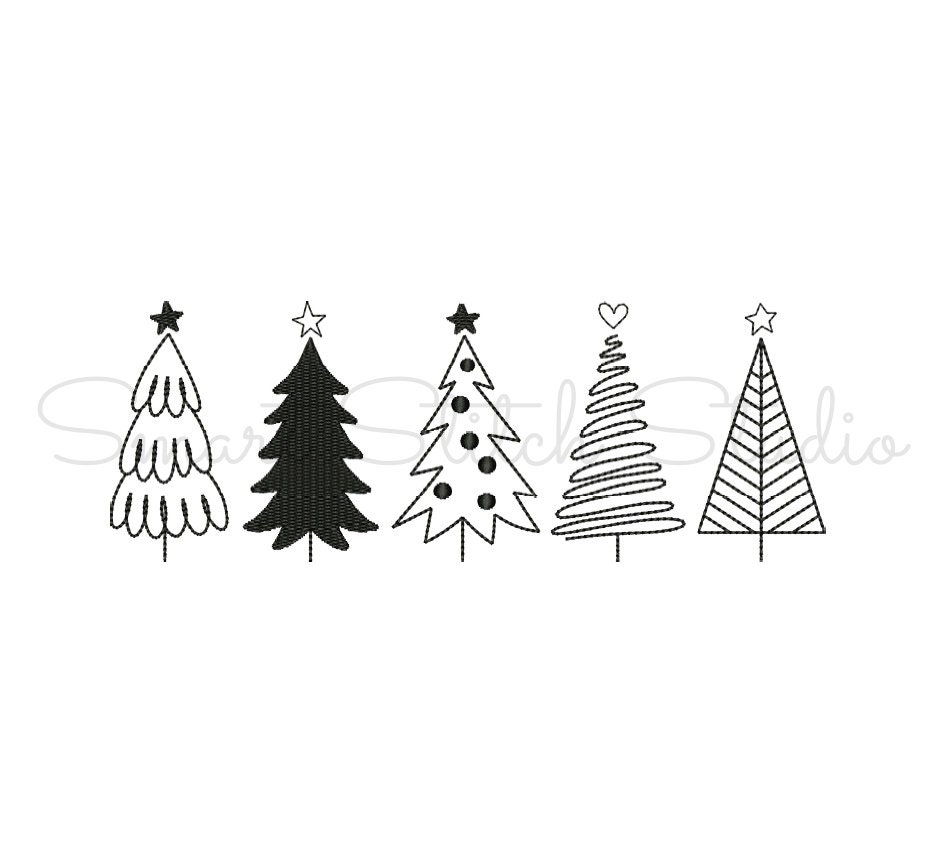 Christmas Trees Embroidery Designs Xmas Tree Embroidery File - Etsy