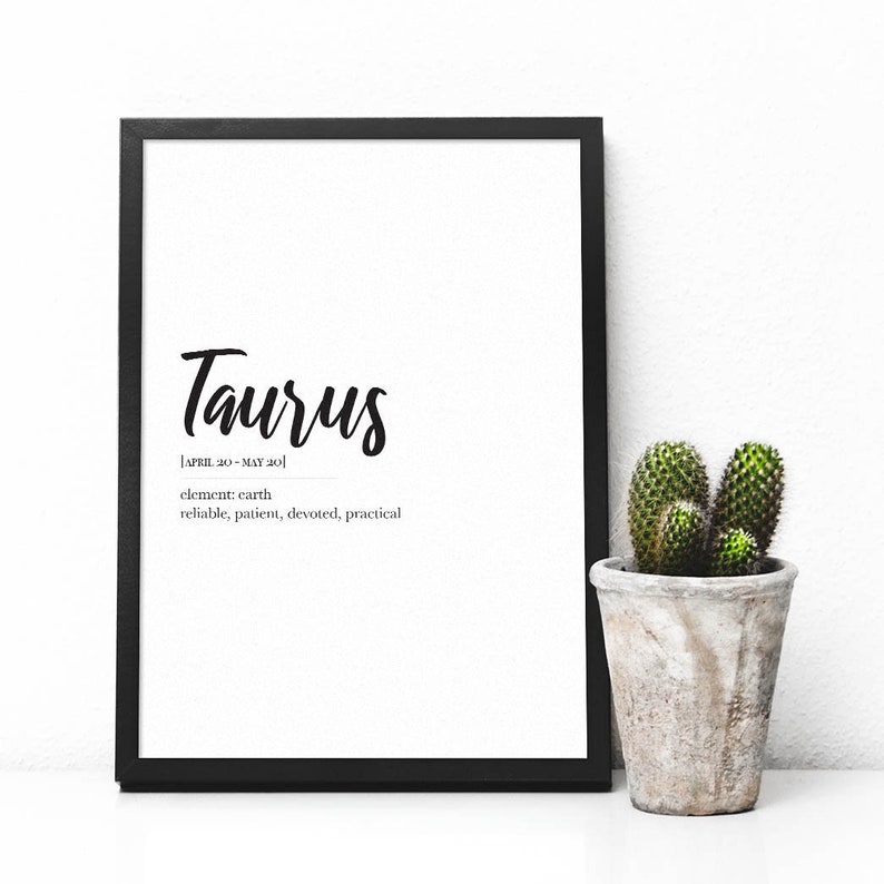 Taurus Zodiac Sign Digital Download Print, Astrology Gifts, Poster ...