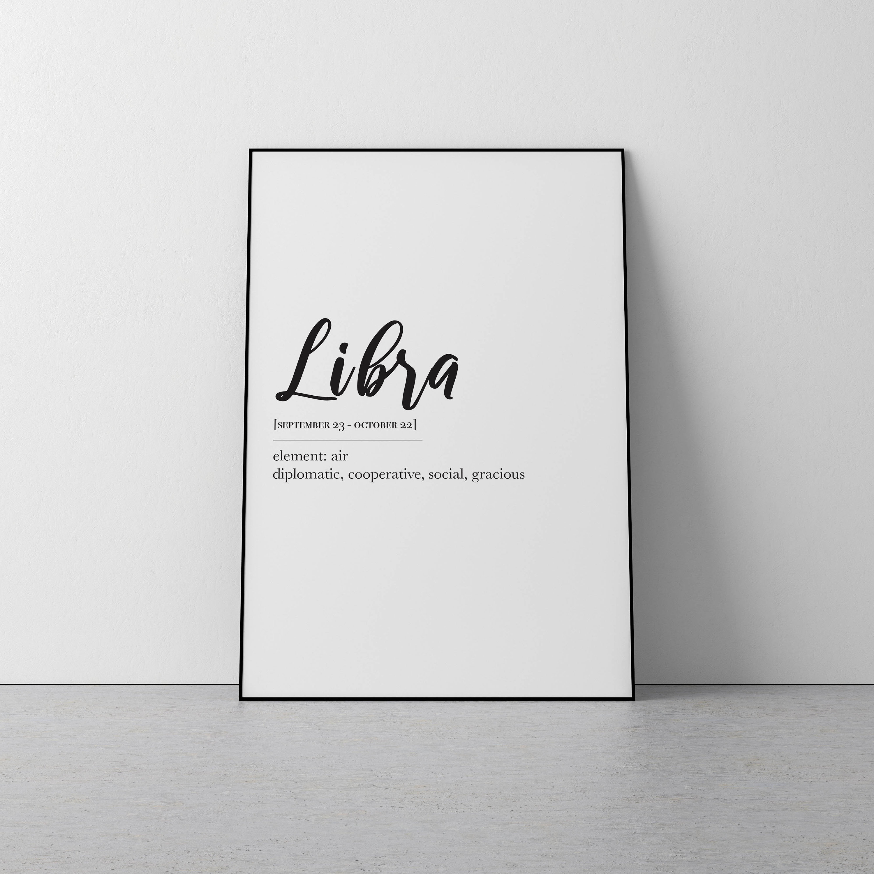 Libra Zodiac Sign Digital Download Print, Astrology Gifts, Poster, Wall ...