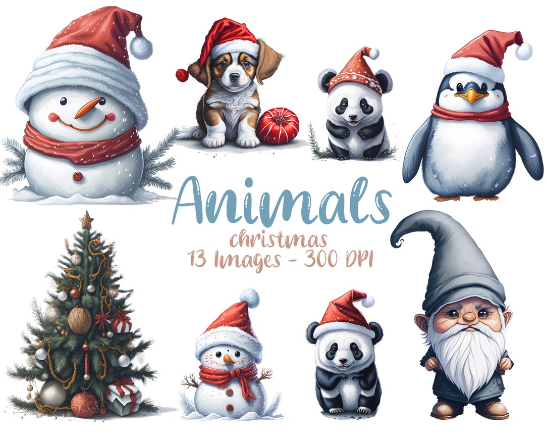 Animal Christmas Clipart Christmas Png Winter Clipart - Etsy