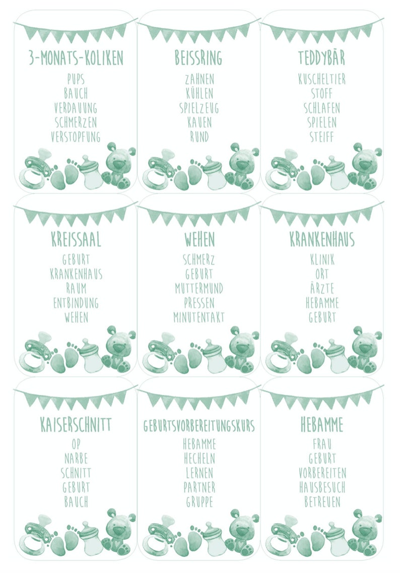 Babyparty Babyshower Tabu Spiel - Etsy.de
