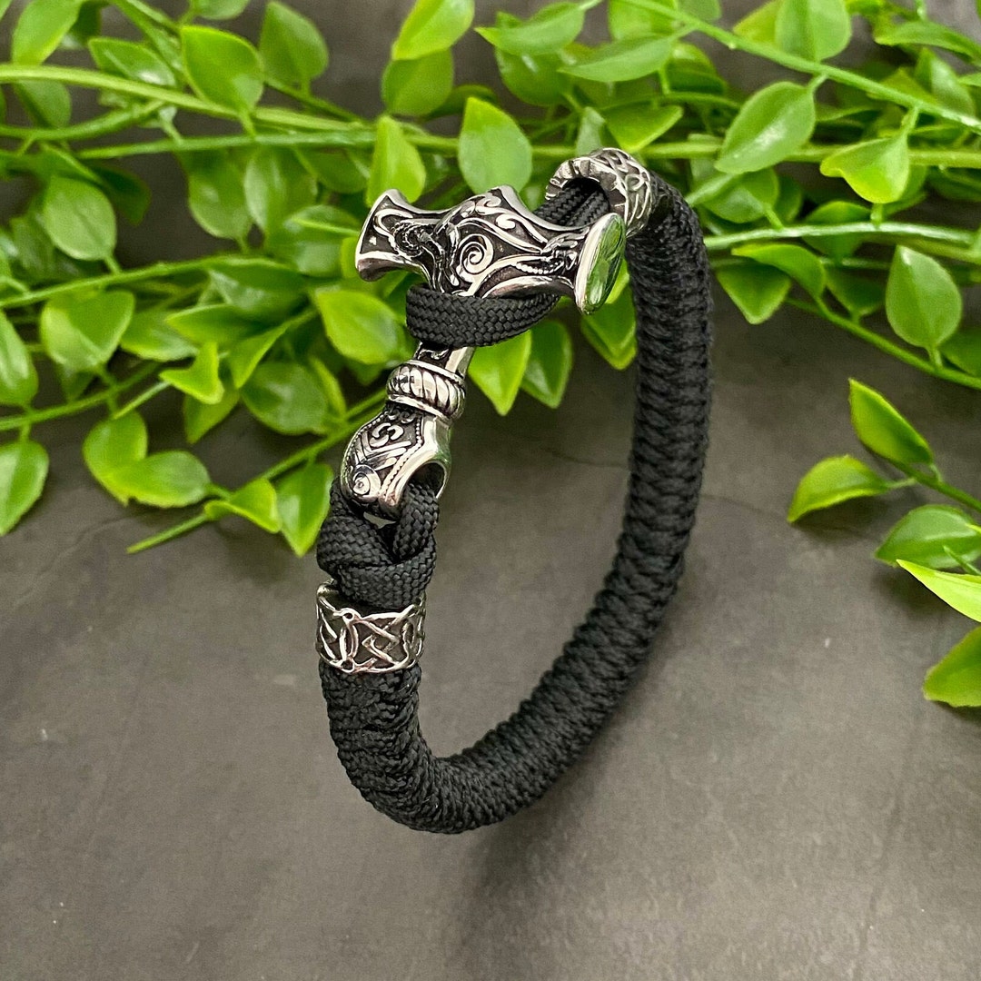 Thor Hammer - Paracord Bracelet - Men's Norse Bracelet - Stainless ...