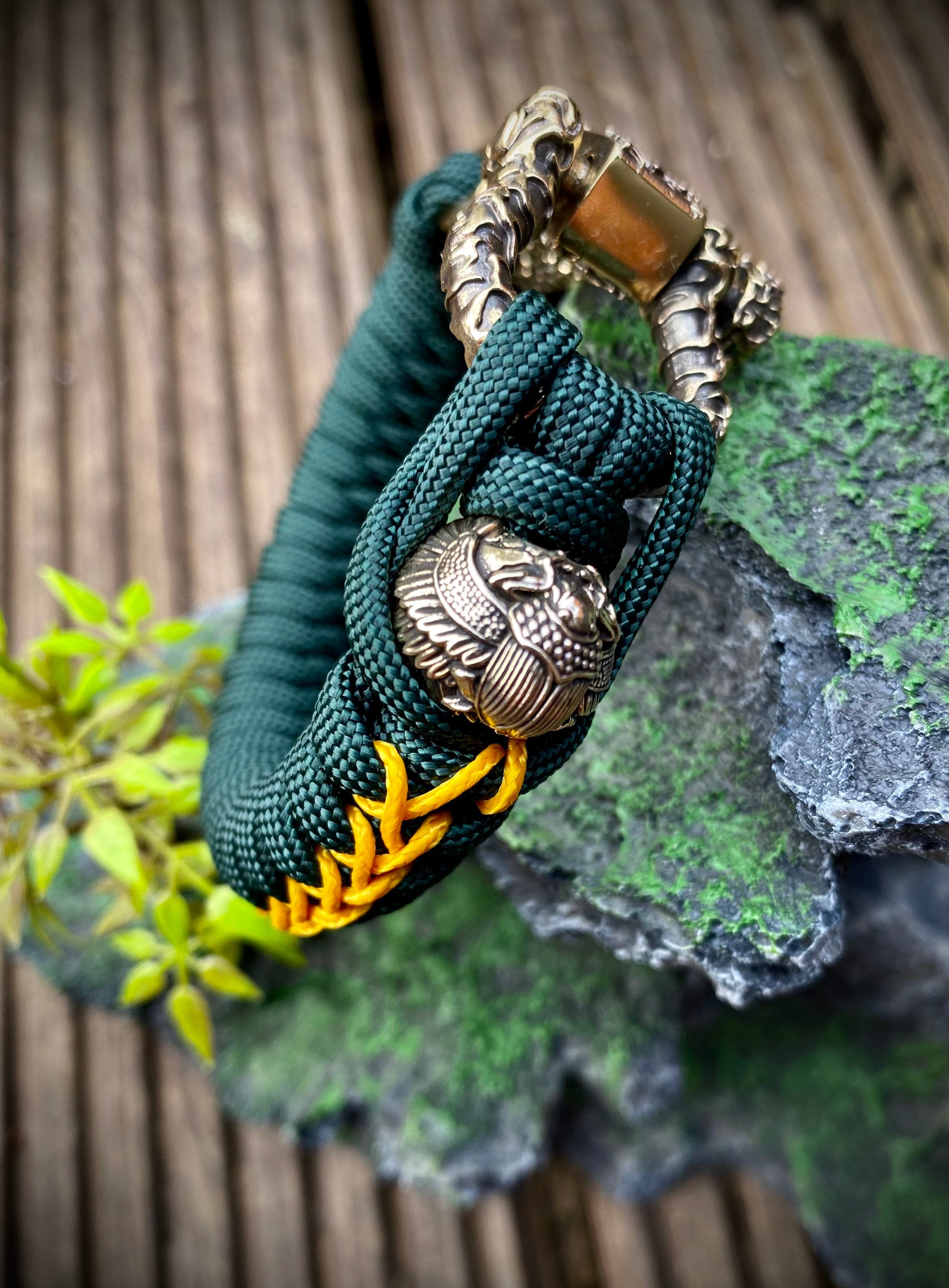 Scarab Bead Paracord Bracelet Paracord Bronze Bead | Etsy