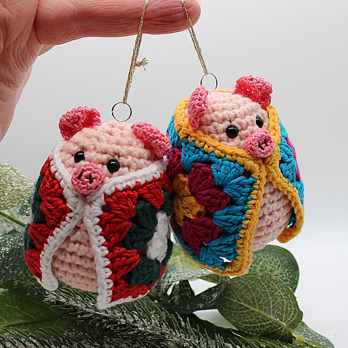 Crochet PATTERN for Pig in a Granny Square Blanket Hanging | Etsy