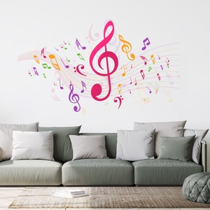 Music Notes Wall Decal - Music Wall Sticker Michrophone Recording ...
