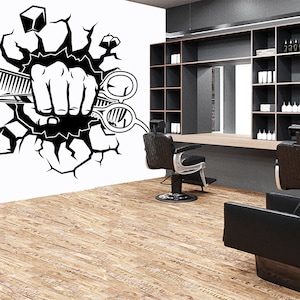 Barber Wall Decal Custom Barber Shop Wall Decor Man Salon Gentlemen’s ...