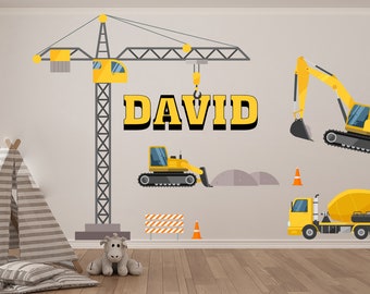 Constuction Truck Wall Decal Kids Wall Decor Custom Nursery | Etsy