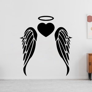 In Memory Angel Wings Wall Decal, Angel Vinyl Wall Art Decals, Angel ...