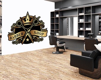 Barber Wall Decal Gentlemens Barber Shop Wall Decor Man Salon Haircut ...