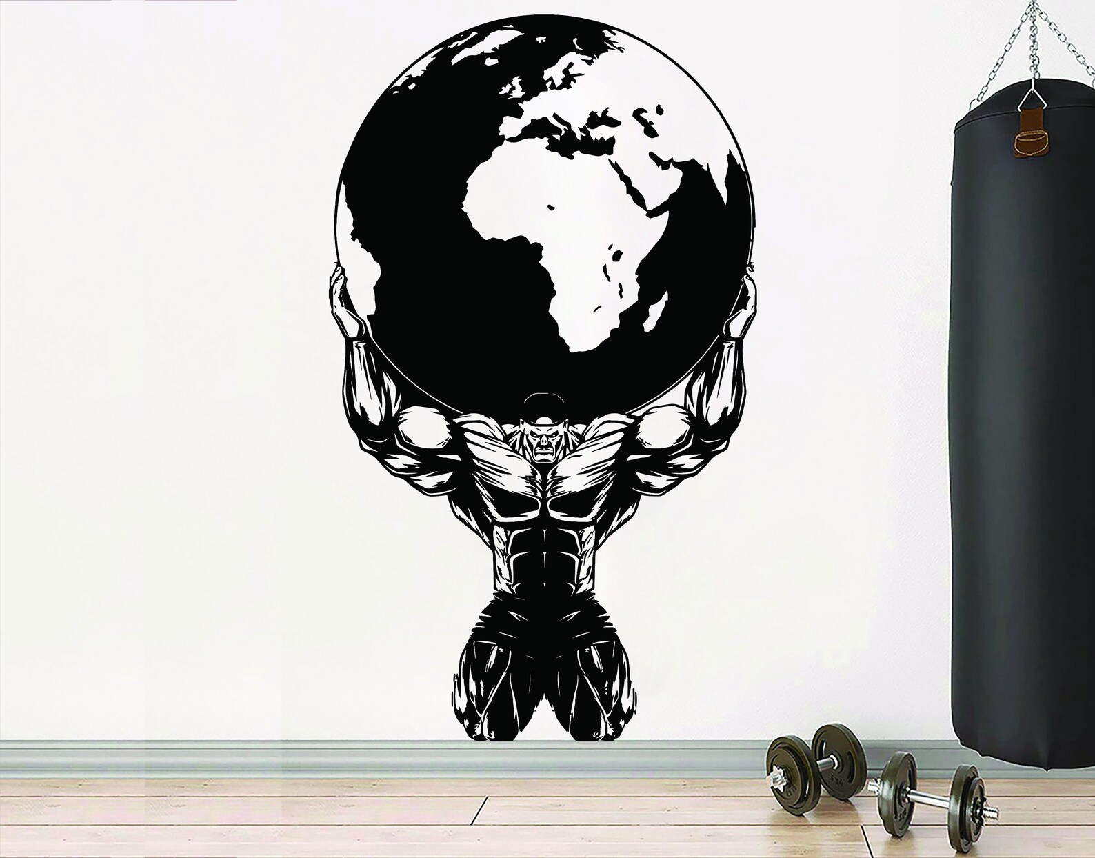 Earth Gym Wall Decal Stronger Power Fitness Quote Decor - Etsy