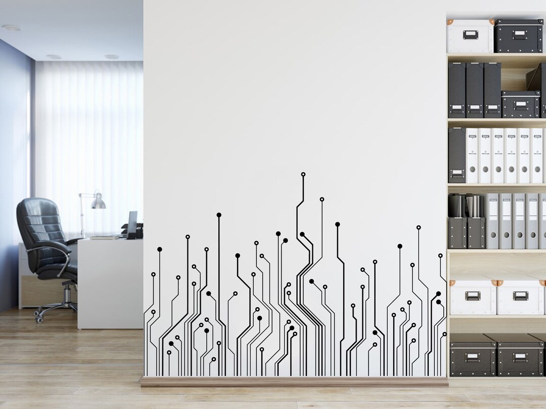 Circuit Board Wall Decal, Technology Vinyl Wall Art Decals, Gamer Room ...