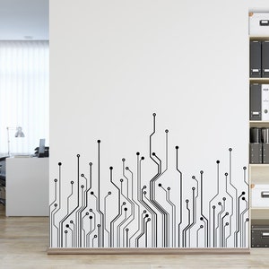 Circuit Board Wall Decal, Technology Vinyl Wall Art Decals, Gamer Room ...