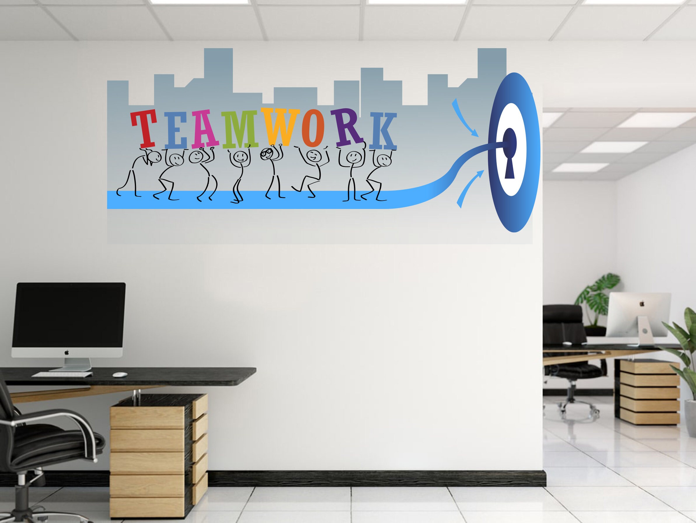 Teamwork Office Wall Decal Idea Teamwork Business Worker - Etsy
