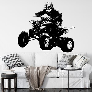 ATV Rider Wall Decal, Quad Wall Decor 4x4 Wheeler Offroad Bedroom Dirt ...
