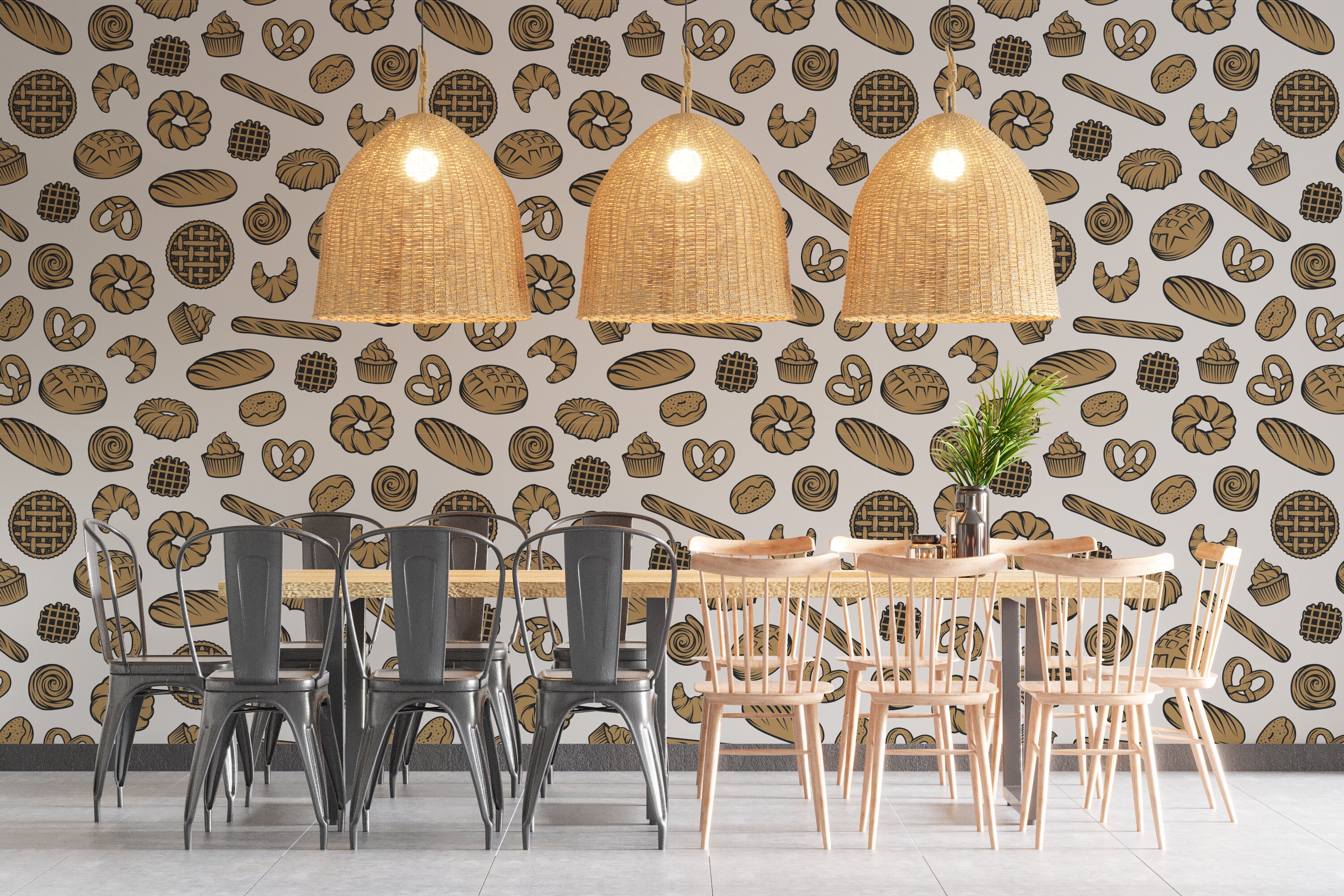 Bakery Peel and Stick Wallpaper Bakery Wallpaper Bread Wall - Etsy