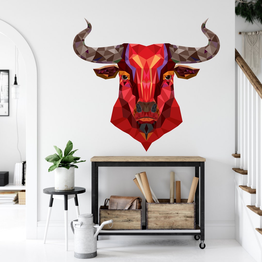 Bull Wall Decal Bull Wall Custom Bull Wall Decor Bull Wall Art Vinyl ...