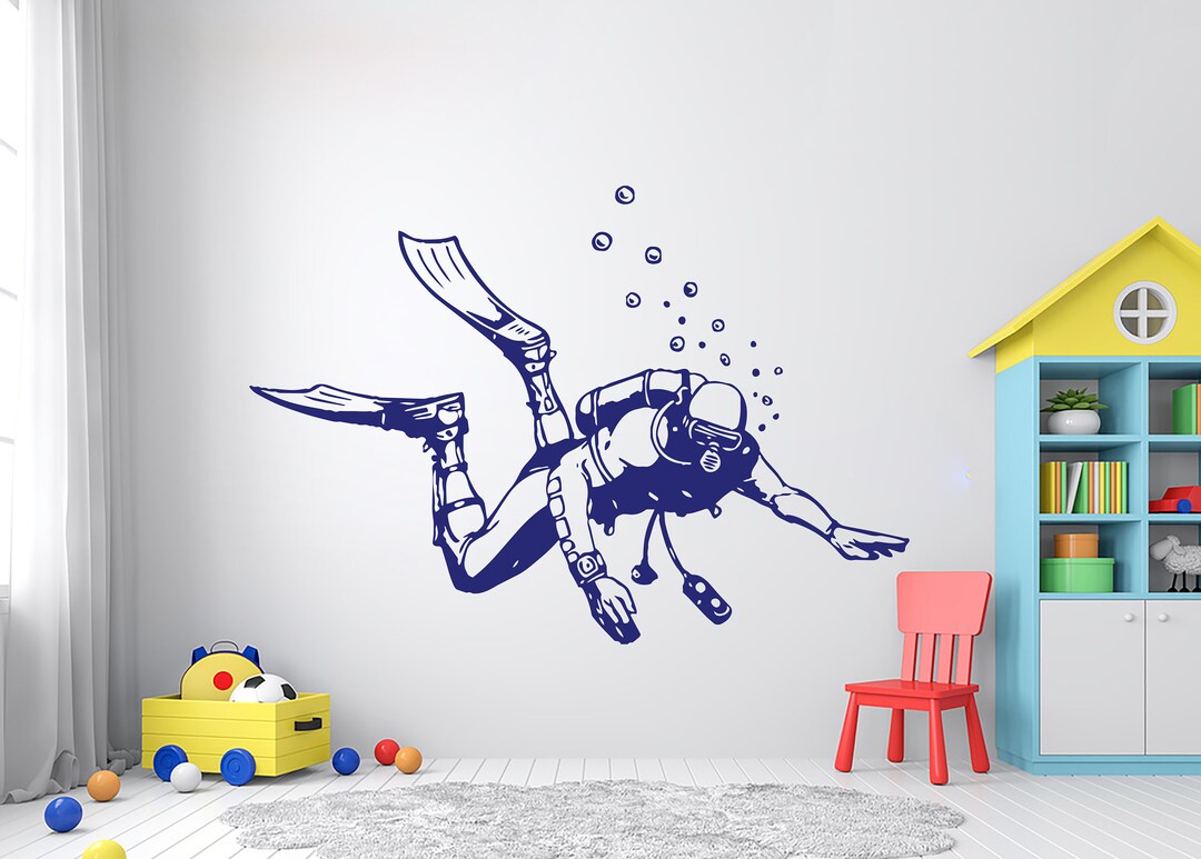Scuba Diving Wall Decals Girl Diver Quotes Sport Diving Wall Decals ...