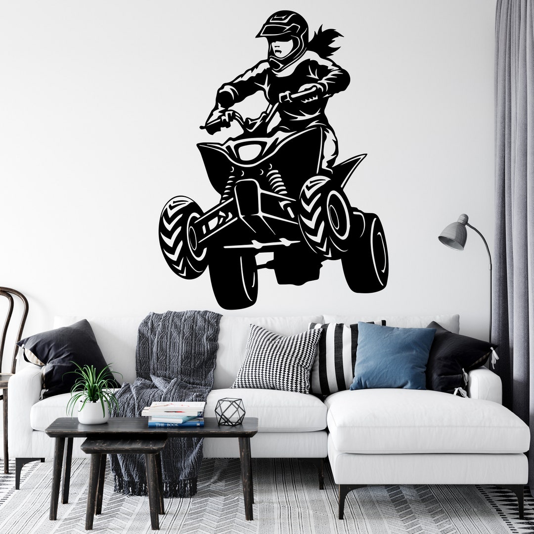 ATV Girls Wall Decal, Quad Wall Decor 4x4 Wheeler Offroad Bedroom Dirt ...