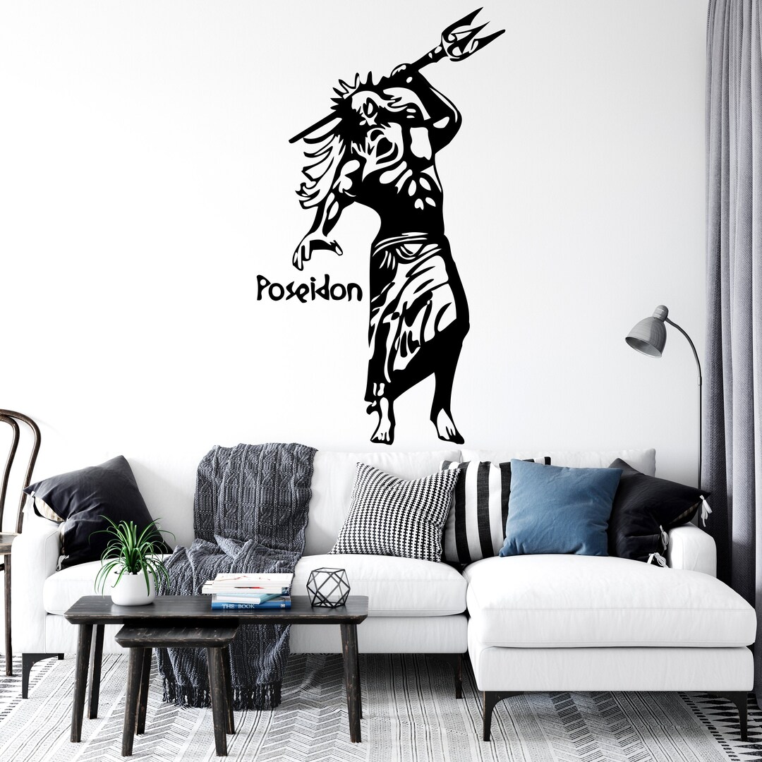 Greek Mythology Wall Decal, Poseidon Wall Decal, Ancient Wall Art ...