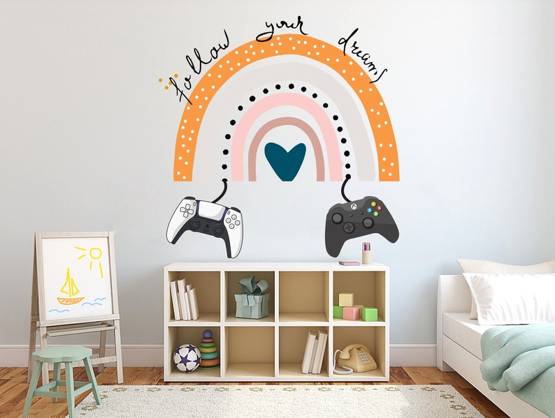 Rainbow Arch Gamer Modern Boho Controller Wall Art Arch | Etsy