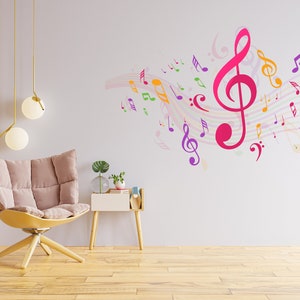 Music Notes Wall Decal - Music Wall Sticker Michrophone Recording ...
