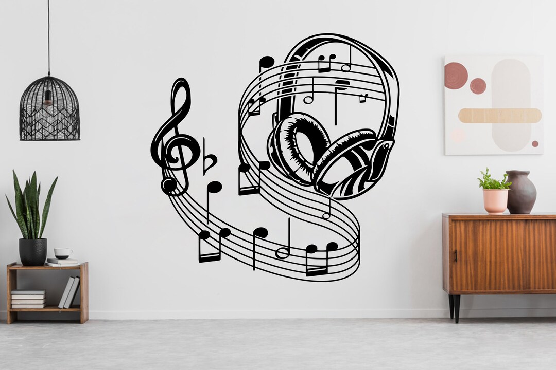 Music Notes Wall Decal - Music Wall Sticker Michrophone Recording ...