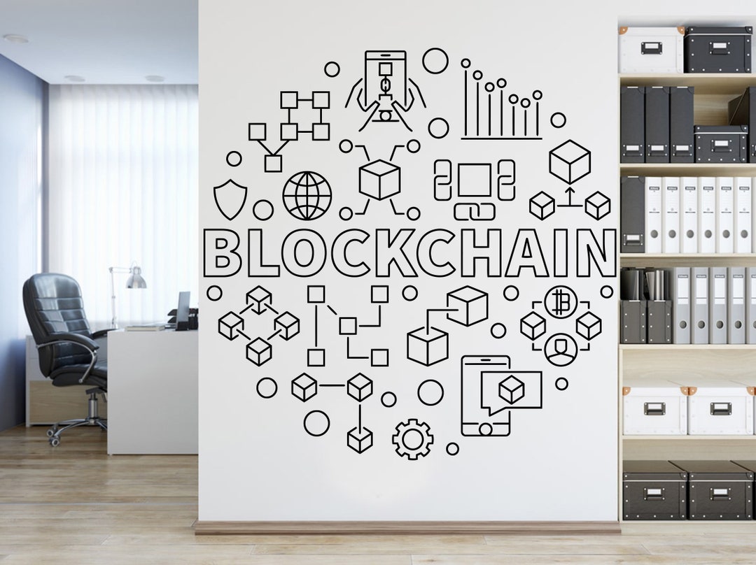 Blockchain Wall Decal, Technology Vinyl Wall Art Decals, Gamer Room ...