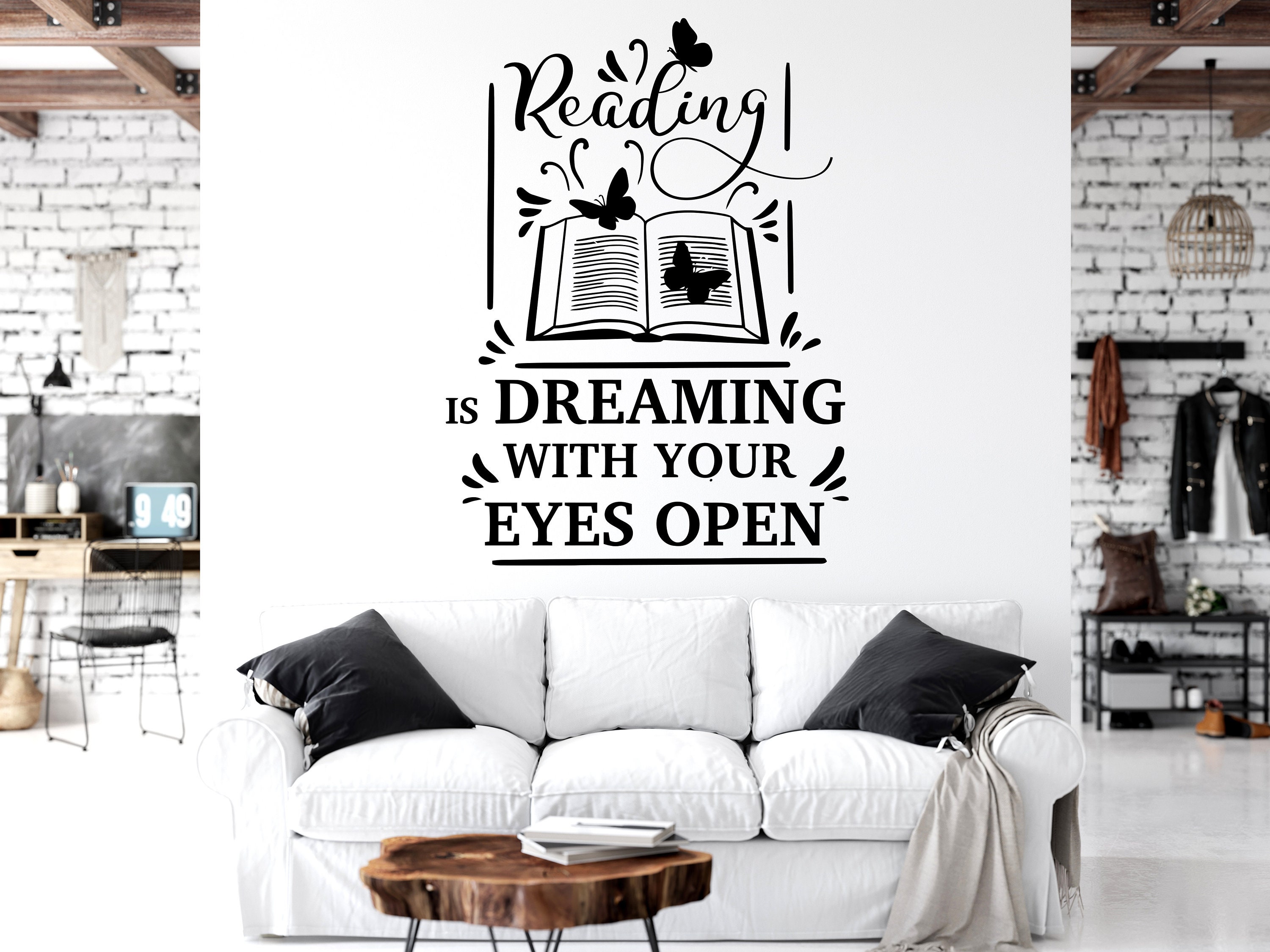 Reading is Dreaming With Your Eyes Open Book Wall Decal Kids - Etsy