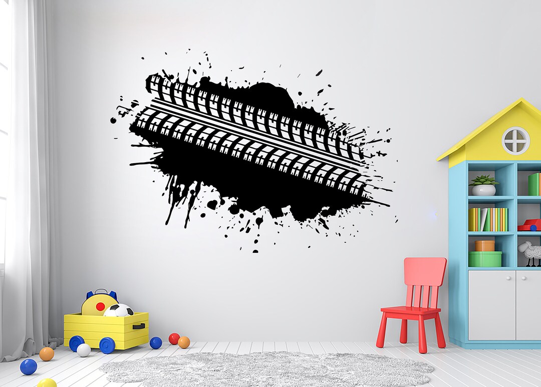 Tire Marks Wall Decor Tire Track Wall Decal Racing Road World Map Wall ...
