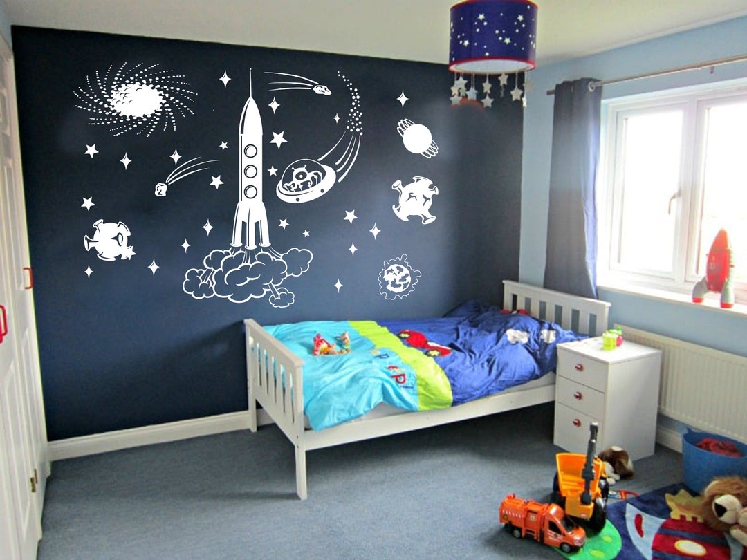 Space Decals, Stars Wall Decals, Planets Wall Decal, Rocket Decal ...