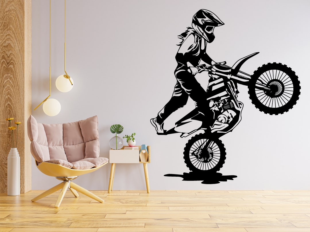 Motocross Girls Wall Decal, Motocross Wall Decor Motorcycle Bedroom ...