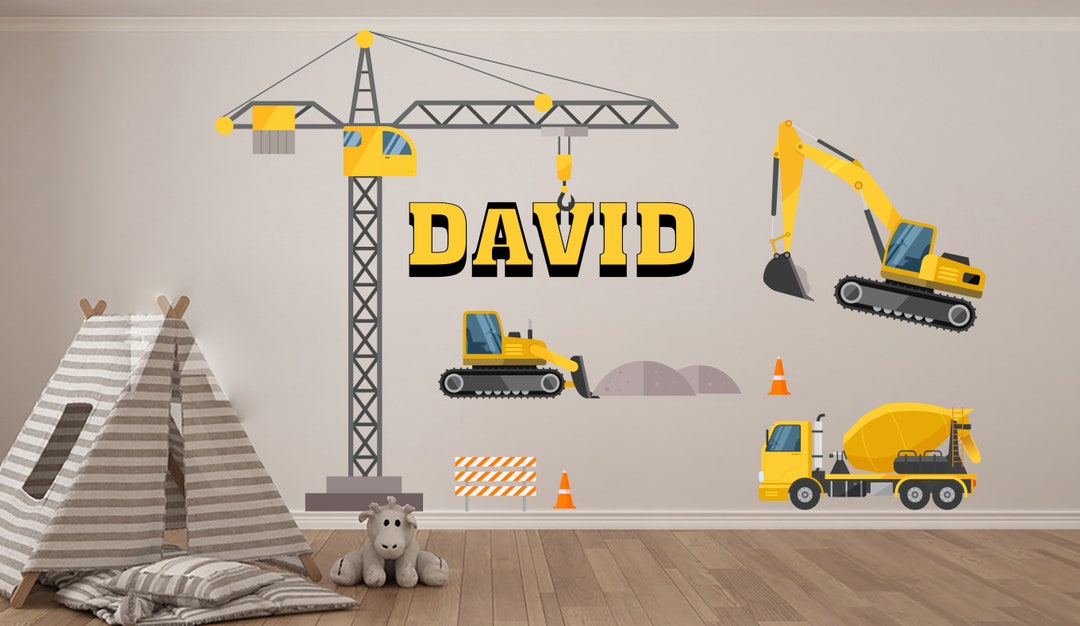 Constuction Truck Wall Decal Kids Wall Decor Custom Nursery Kids Art ...