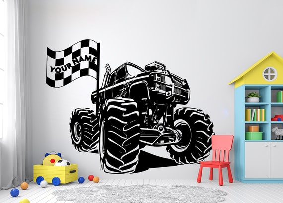 Monster Truck Custom Name Wall Decal Monster Car Decal - Etsy