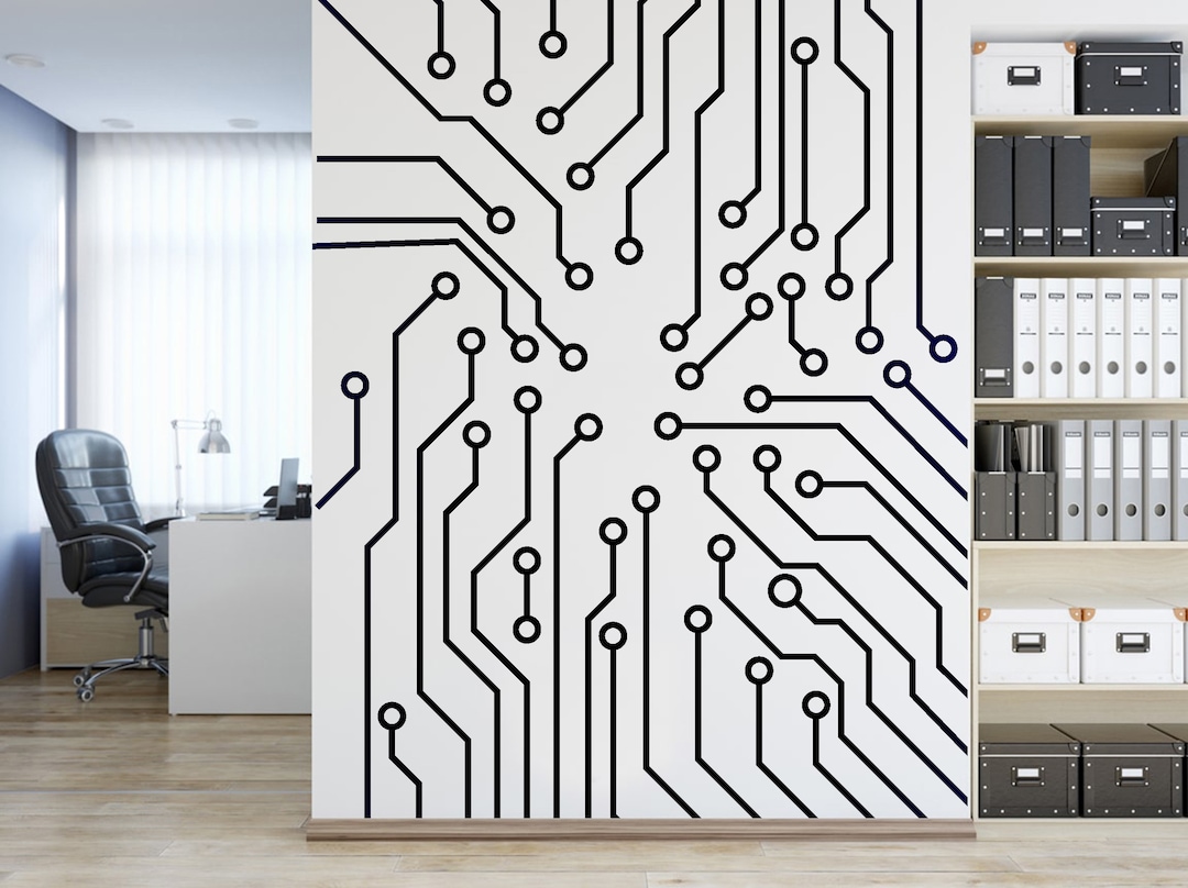 Circuit Board Wall Decal, Technology Vinyl Wall Art Decals, Gamer Room ...