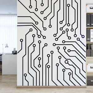 Circuit Board Wall Decal, Technology Vinyl Wall Art Decals, Gamer Room ...