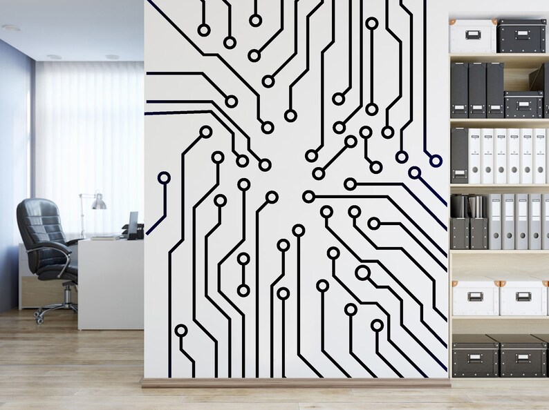 Circuit Board Wall Decal Technology Vinyl Wall Art Decals - Etsy