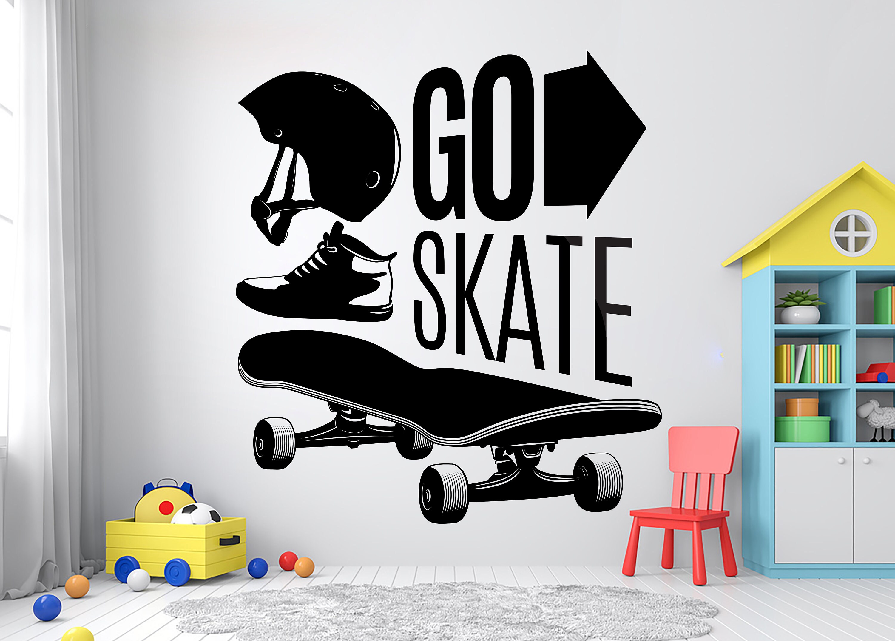 Go Skate Skateboard Gifts Skateboard Wall Decal Skate Stickers | Etsy