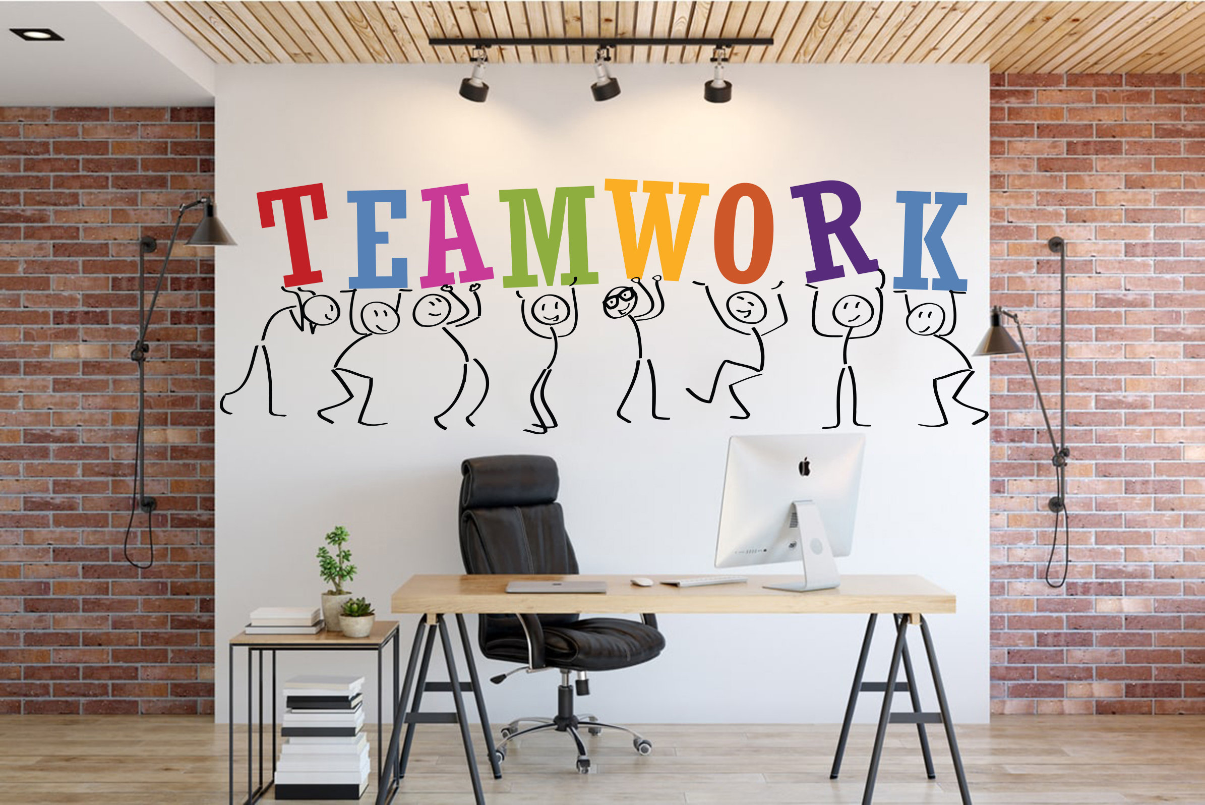 Teamwork Office Wall Decal Idea Teamwork Business Worker - Etsy