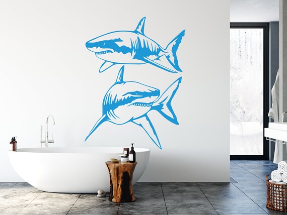 Shark Wall Decal Shark Wall Art Modern Wall Stickers Shark - Etsy