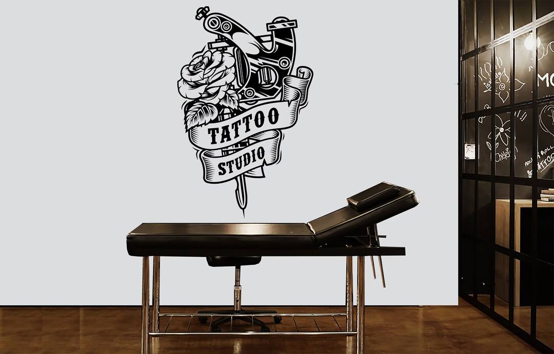 Tattoo Shop Wall Decal Tattoo Studio Sign Logo Wall Stickers Custom ...