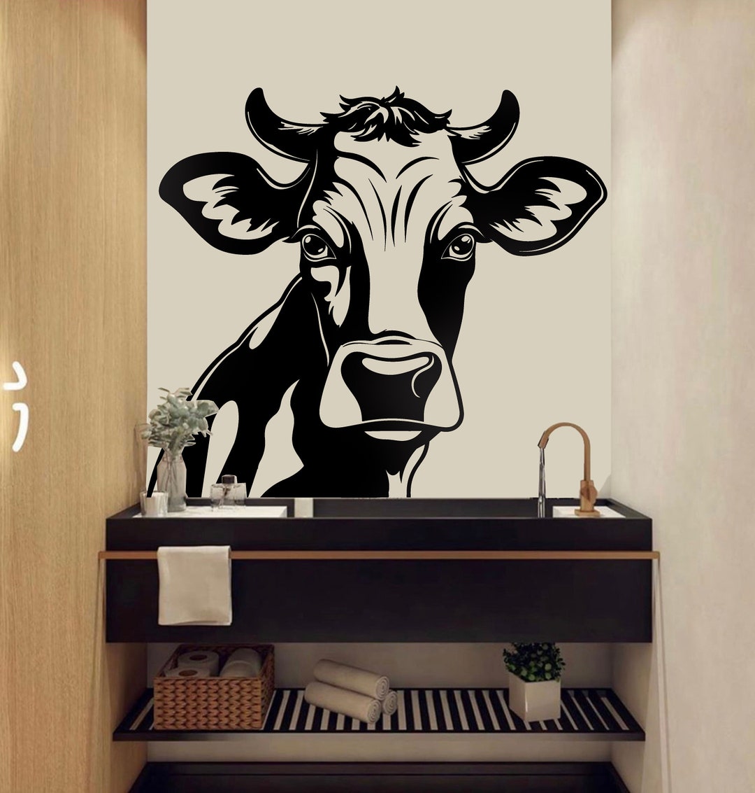 Cute Cow Wall Decal Cow Decor Cow Kids Cow Wall Art Decal Cow Lover ...