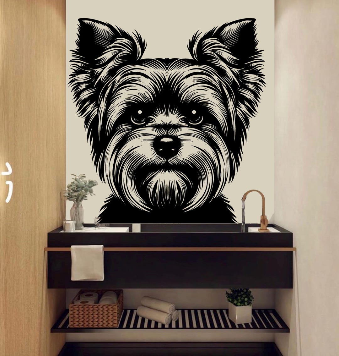 Yorkie Dog Wall Decal Dog Decor Dog Kids Dog Wall Art Decal Dog Lover ...